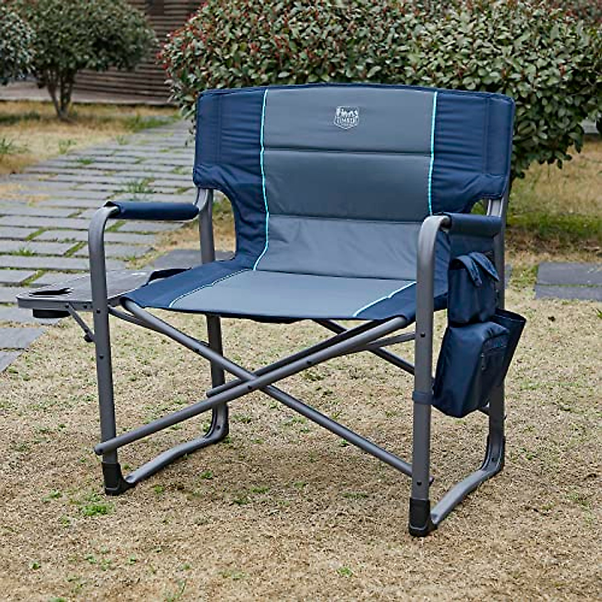 TIMBER RIDGE XXL Upgraded Oversized Directors Chairs with Foldable Side Table, Detachable Side Pocket, Heavy Duty Folding Camping Chair up to 600 Lbs Weight Capacity (Blue) Ideal Gift