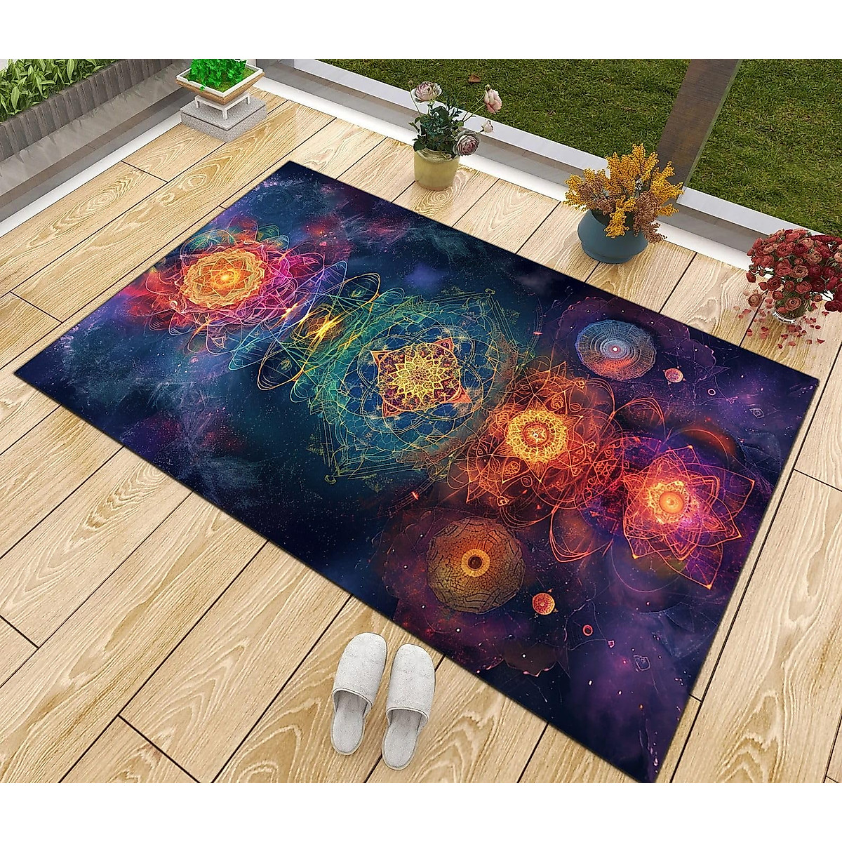 Owingus Design Chakra Rug, Yoga Carpet, Chakras Rugs Home Decor, Chakra Meditation Spiritual Yoga Print Area Rugs Floor Mat, Non-Slip Carpet for Living Room Bedroom Kitchen 96, 5x8 ft