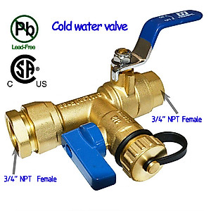 HQMPC Tankless Water Heater Isolation Valves Tankless Water Heater Flush Kit Tankless Valve Kit 3/4" NPT, Including 1 Valve For Hot water,1 Valve For Cold Water, 1 Pressure Relief Valve