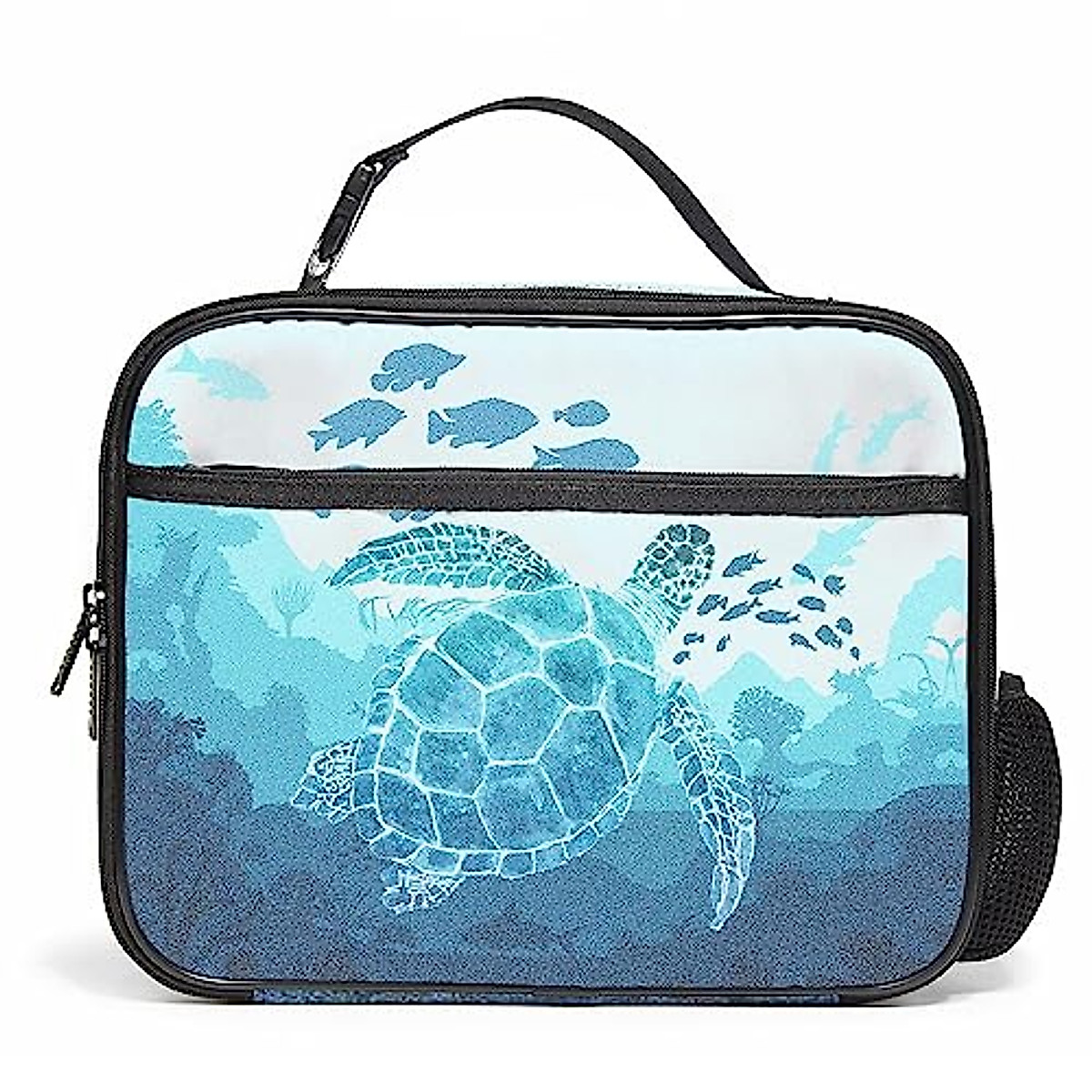 Sea Ocean Turtles Bule Lunch Box with Detachable Buckle Hand Strap, Large Capacity Lunch Bag Durable Lunch Tote Bag for Travel Women Men Girls Boys (Sea Turtles)