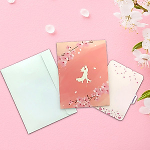 NORVAS Pop Up Anniversary Cards 3D Cherry Blossom Bridge with Couple in Love, Romantic Greeting Card for Wife, Husband, Her, Him, Wedding Card, Happy Valentine’s Day, 6"x 8" Happy Mother’s Day Pop Up Card