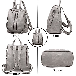 Poopy Women Multifunctional Soft Leather Handbag Purses Shoulder Backpack Crossbody Zipper Bag with Pocket (blue)