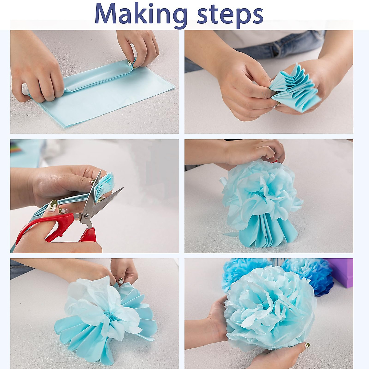 Shindel 330 Sheets Blue Tissue Paper, 14x10 Inch Gift Wrapping Paper Bulk Thickened for Gifts Bags Boys Graduation Holiday Birthday Party Packaging Decor DIY Craft Supplies