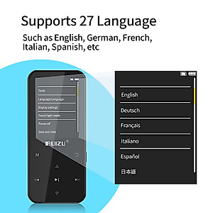 RUIZU 96GB MP3 Player with Bluetooth 5.0, Portable Digital Music Player with FM Radio, Voice Recorder, E-Book Reader, Video, Pedometer, Alarm Clock, Supports up to 128GB Micro SD Card