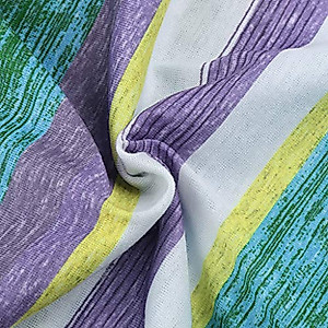 ESKNAS Womens Blouse Summer Rainbow Gradients Stripe Print Tunic Tops Short Sleeve V-Neck Pleated T-Shirt (Blue,XXXXL)