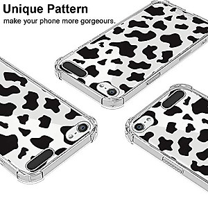 KANGHAR iPod Touch 7 Case, iPod Touch 6 Case,iPod Touch 5 Case, Cow Cute Pattern Shockproof Clear Four Corners Cushion Durable Hard PC + Soft TPU Bumper Anti-Scratch Protection Crystal Cover-4inch