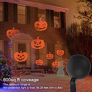 Halloween Lights, Outdoor Projector Decorations Indoor LED Projection Light Dynamic Different Pumpkin Patterns Show Holiday Landscape Outside Spotlight for Party House Porch Wall Gate Garage