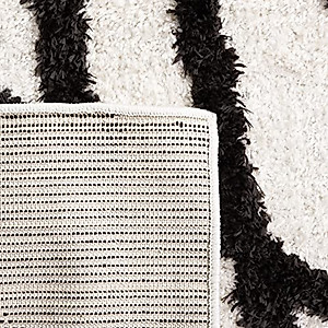 SAFAVIEH Norway Shag Collection Area Rug - 8' x 10', Ivory & Black, Mid-Century Modern Design, Non-Shedding & Easy Care, 1.2-inch Thick Ideal for High Traffic Areas in Living Room, Bedroom (NOR202A)