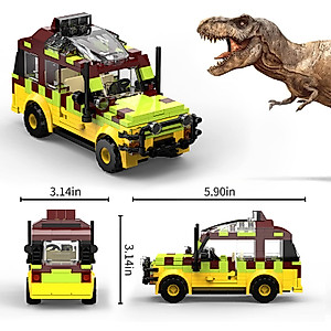Tenhorses Jurassic Car Building Set, Dinosaur World Off-Road Vehicle Jurassic Movie Brick Toys (309 Pcs), Creative Gifts for Boy or Girs Kids Age 6+.