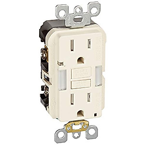 Leviton GFCI Outlet with Guidelight, 15 Amp, Self Test, Tamper-Resistant with LED Indicator Light, Replaces Plugged in Night Light, GFNL1-T, Light Almond