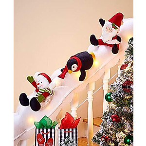 LCI Decorative Holiday Snow Surfing Set Handrail Wrap 5 Ft. Penguin Santa Snowman
