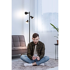 Brightech Ethan Floor Lamp, Dimmable Standing Lamp for Bedroom Reading, Great Living Room Décor, Modern LED Lamp for Living Rooms, Tall Tree Lamp for Offices - Black