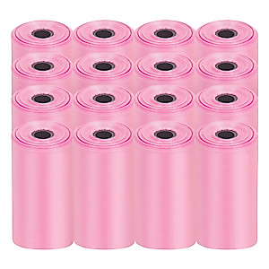 Toplive Dog Poop Bags, Pet Waste Bags Roll Refills, Thick Strong Leak-Proof Cat Dog Bag for Poop Outdoor Cleanup 16 Rolls (240 Bags), Pink