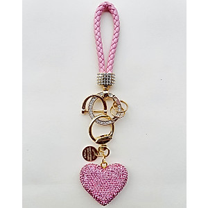 TX-INNO AUTO Crystal Car Keychain for Women with Sparkly Rhinestones Pink Heart Shape, Pretty Key Chains for Girls Birthday Christmas Easter Valentines Day Mothers Day Gifts