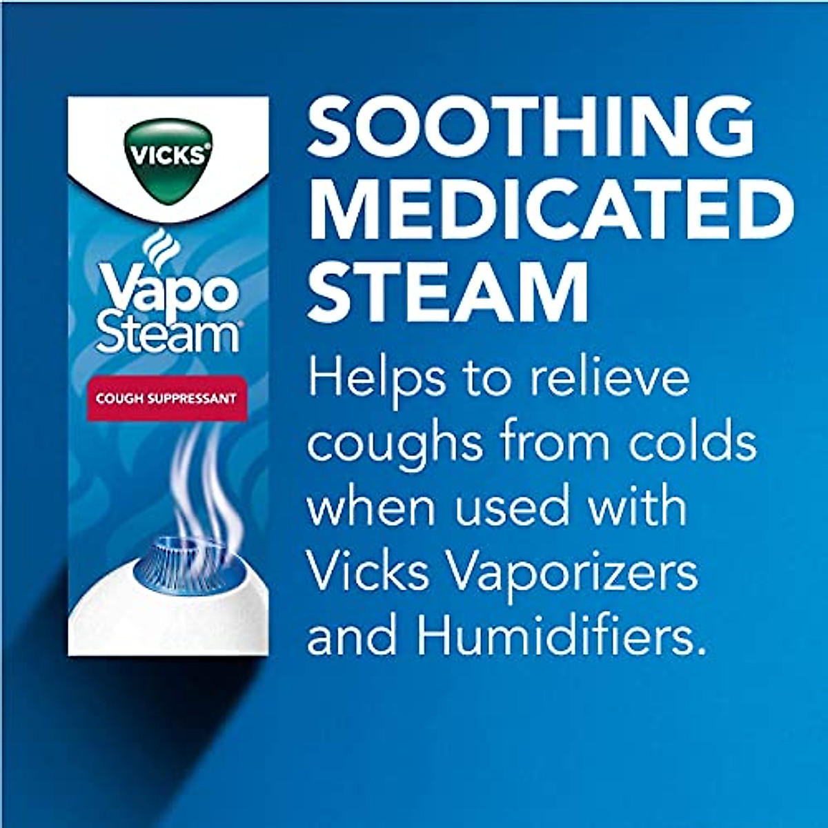 Vicks VapoSteam Medicated Liquid with Camphor, a Cough Suppressant, 8 Oz – VapoSteam Liquid Helps Relieve Coughing, for Use in Vicks Vaporizers and Humidifiers