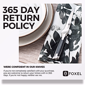 FOXEL Best Serrated Steak Knives Set of 12 - Dishwasher Safe Steak Knife Set of 12 Rust Resistant VG10 Japanese High Carbon Stainless Steel Blade w/Full Tang Handle - Gift Box Set