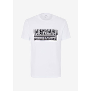 A | X ARMANI EXCHANGE Men's Slim Fit Illusion Box Logo Tee, White, L
