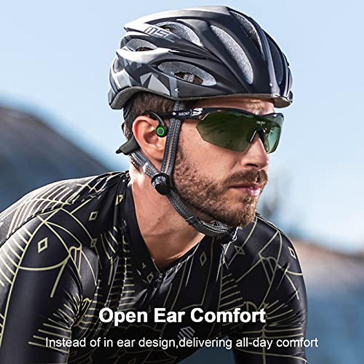 Bone Conduction Headphones, TELNP Open Ear Wireless Headphones, Bluetooth Headphones 5.0 with Breathing Light, Quick Stable Connection, IPX7 Sweatproof for Sports Running Fitness