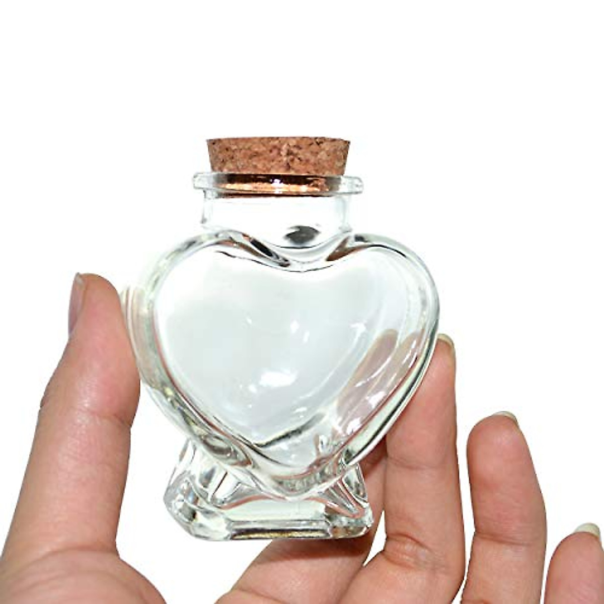 Clear Glass Bottle With Cork Stopper, 50ML Heart Shapes Bud Vases Jars, 3.15 X 2.5 X 1.6inch Mini Message Wish Bottle 1 Piece (Love Bottle)