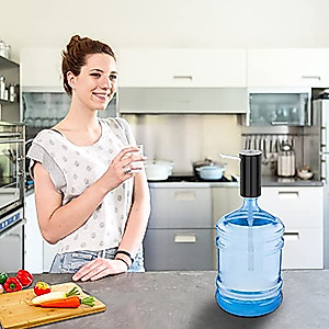 Water Bottle Pump, 2000mAh Battery USB Water jug Pump for 5 Gallon Water Pump,Portable Automatic Water Dispenser Pump for Home Office RV Camp (Foldable) Black