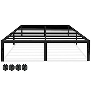 AMOBRO Full Size Metal Bed Frame with Heavy-Duty Steel Slats, 18-Inch Platform Bed with Safety Bumpers and Spacious Storage, Easy Assembly, No Box Spring Required, Non-Slip Design.