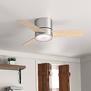 Hunter Fan Company 44" LED Kit 59454 Minimus 44 Inch Low Profile Ultra Quiet Ceiling Fan with Energy Efficient Light and Remote Control, Brushed Nickel Finish