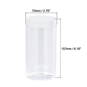 uxcell Round Plastic Jars with White Screw Top Lid, 17oz/ 500ml Wide-mouth Clear Empty Containers for Storage, Organizing, 6Pcs