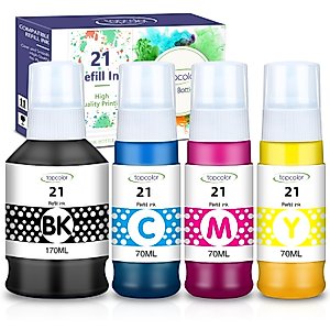 Topcolor GI-21 G3270 G3260 Ink Bottles Compatible for Canon 21 GI-21 GI21 Ink Refill Bottles Set, Compatible for Canon MegaTank G3270 G3260 G3290 G3272 G4280 G4270 G2270 G2260 G1220 G1230 Printer
