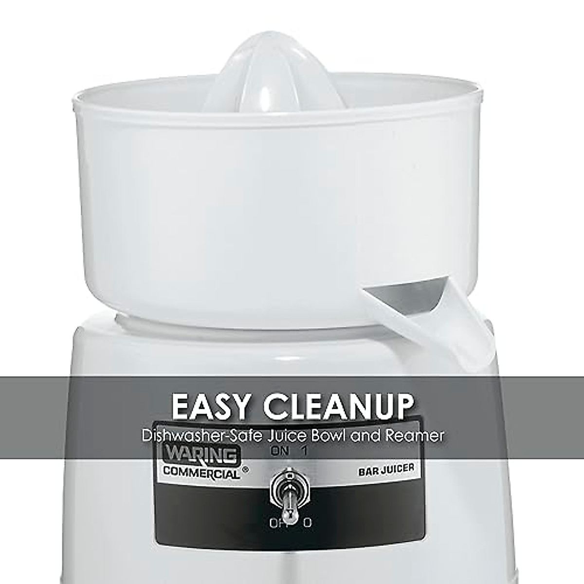 Waring Commercial BJ120C Compact Citrus Juicer, 120V, 5-15 Phase Plug,White, 34 Ounce