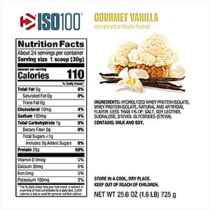 Dymatize ISO100 Hydrolyzed Protein Powder, White, Gourmet Vanilla, 25.6 Ounce