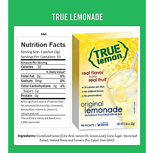 True Lemon Lemonade Original Drink Mix, 10-Count Per Box (Pack of 12) - Total 120 Counts