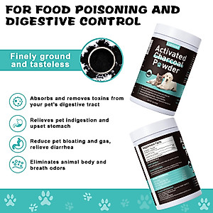 Activated Charcoal for Dogs -Pet First Aid Kit Detox Powder 8oz - for All Pets & Livestock - Poisoning, Diarrhea, Gas Relief