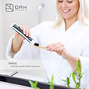OAK ORGANIC Charcoal Toothbrush – Get Sparkling Clean Teeth – Natural Soft Bamboo Charcoal Toothbrush with Travel Case – Biodegradable Wooden Eco Toothbrush – 4 Set - EARTH, AIR, FIRE, WATER