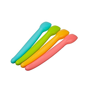 Innobaby Silicone Baby Spoon with Carrying Case Gum Friendly (4 Pack)(Aqua, Mango, Green, Pink)