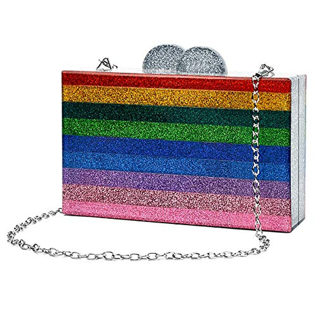 Rainbow Evening Handbag Acrylic Wedding Party Clutch Purse Crossbody Wallet Bag for Women Small