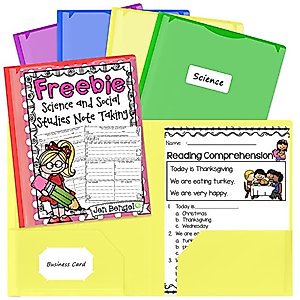 Sooez 5 PCS Colored Folders with Pockets, Customizable Cover Plastic Folders with Pockets, 2 Pocket Plastic Folders with 5 Extra Label Stickers, Durable Plastic Folders for School, Office and Home