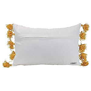 Foreside Home & Garden FIPL09461 Yellow Decorative Throw Diamond Pattern Woven 14x22 Outdoor Pillow w/Hand Tied Tassels