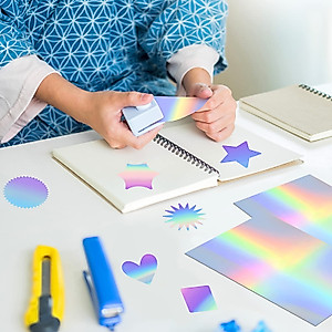 60 Sheet 9.5" x 7" Metallic Holographic Card Stock Iridescent Glitter Mixed Colored Card Stock Shiny Reflective Mirror Paper Foil Mirror Cardstock for DIY Poster Crafts Scrapbook