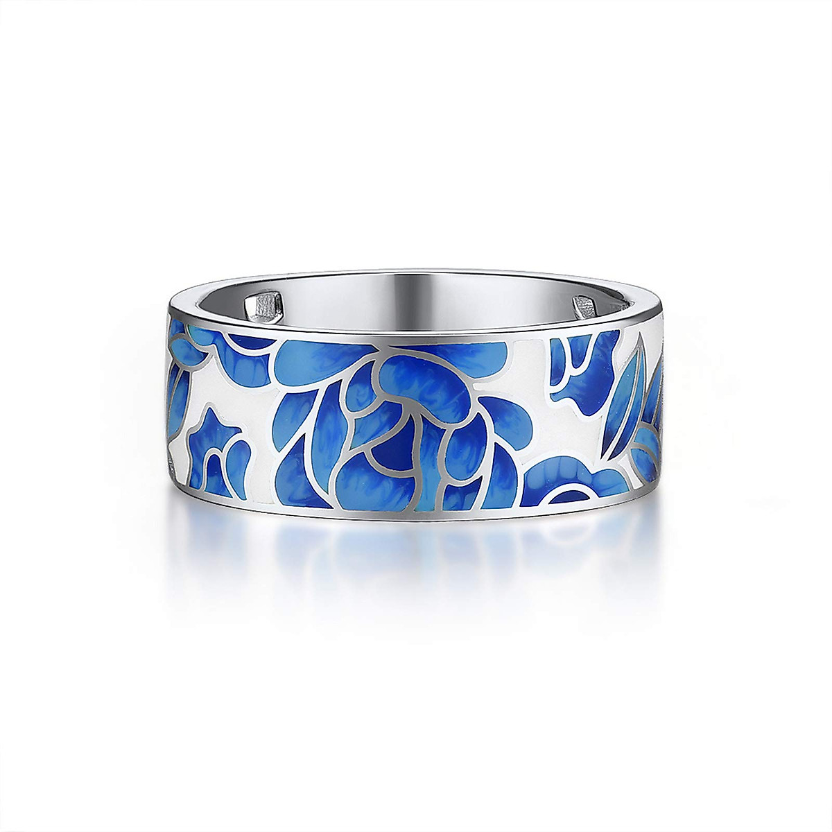 Santuzza Lotus Ring 925 Sterling Silver Enamel Flower Pattern Ring for Women (6)