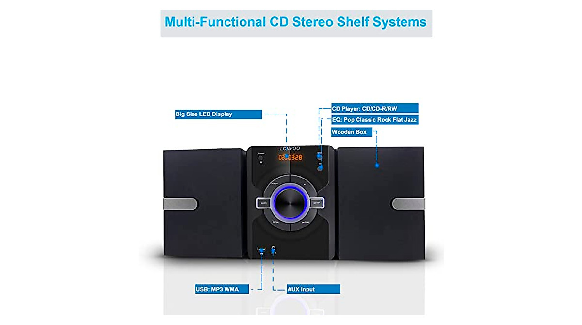 LONPOO Bluetooth CD Player with Remote Control