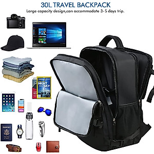 Travel Backpack for Men Women, Large Carry On Backpack Airline Approved,TSA 17.3 inch Laptop Backpack, Waterproof Backpack, College School Bag Casual Daypack for Weekender Business Hiking, Black