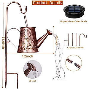 Qudamah Solar Watering Wan with Lights Waterproof Hanging Lantern Outdoor Garden Decorations LED Lights Butterfly Lights for Yard Patio Lawn Christmas Birthday Wedding Day , Upgraded Solar Panel