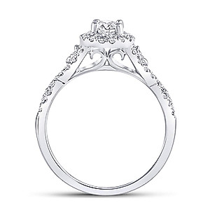 Dazzlingrock Collection 14kt White Gold Womens Round Diamond Solitaire Twist Bridal Wedding Engagement Ring 1/2 ctw