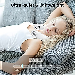 Neck Fan, Portable Fan Personal Fan Hands Free Bladeless Neck Fan 3 Speeds Adjustment 360° Cooling USB Wearable Fan Rechargable Hanging Neck Fan for Women, Men, Office, Travel, Outdoor