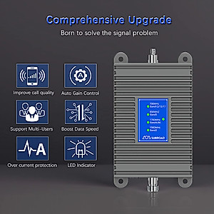 Cell Phone Signal Booster, Home Cell Phone Booster, Support All U.S. Carriers Verizon, AT&T & More, Signal Amplifier Repeater Enhance GSM 3G 4G LTE and 5G Signal Up to 5,000 Sq ft, FCC Approved Gray