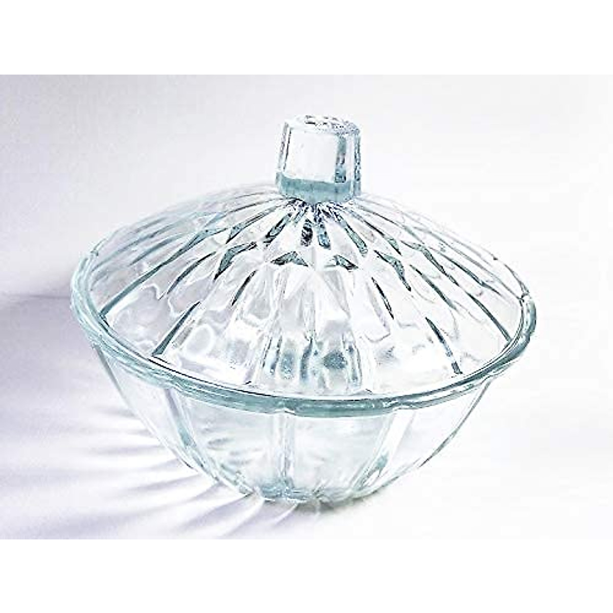 Katrina Custom Fancy Glass Dish with Powder Puff - Medium No Lid