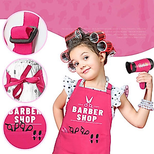 Hair Salon Toys for Girls,17 Pcs Kids Vanity Toddler Girl Toys,Pretend Play Realistic Girl Beauty Salon Playset Hair Styling Set with Toy Hairdryer, Mirror & Other Accessories Toys for Girls 4-6. (A)