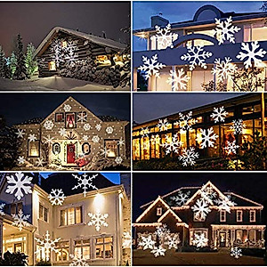 Christmas Projector Lights Outdoor/Indoor, Waterproof LED Christmas Snowflake Projector Lights for Halloween, Christmas, Home Birthday Party and Garden Decoration