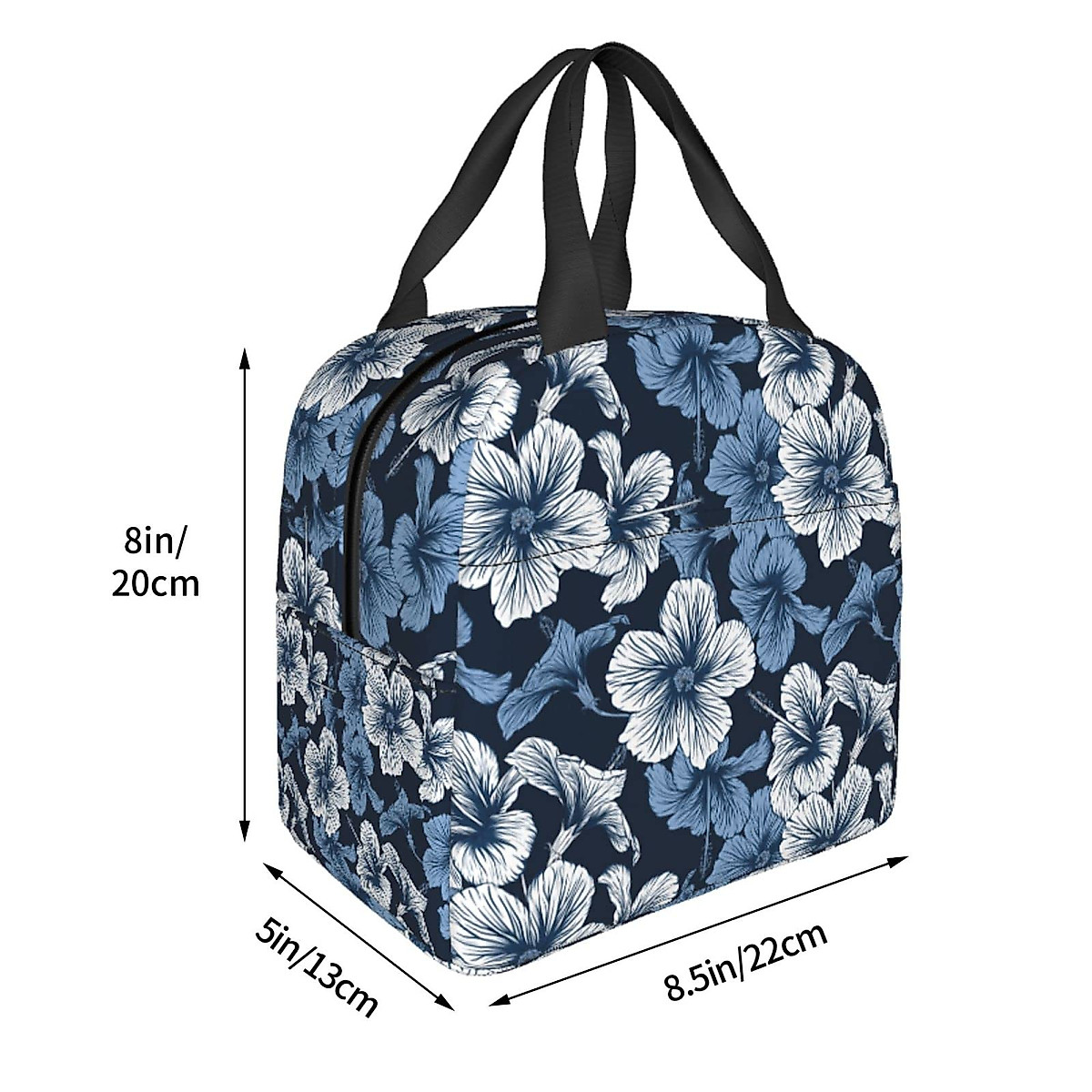 Ucsaxue Hawaiian Tropical Floral Hibiscus Flowers Lunch Bag Small Insulated Lunch Box with Front Pocket Kawaii Lunch Bags for Girls Boys Freezable Bento Box Women Men Lunch Boxes