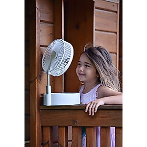 INNO Portable Fan & Essential Oil Diffuser – Foldable Standing or Desk Fan with Night Light, Air Diffuser, Humidifier – 24 Hr. Run Time White